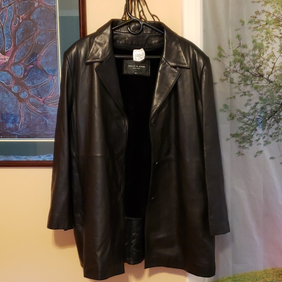 sally & john | Jackets & Coats | Fabulous Black Leather Coat With ...